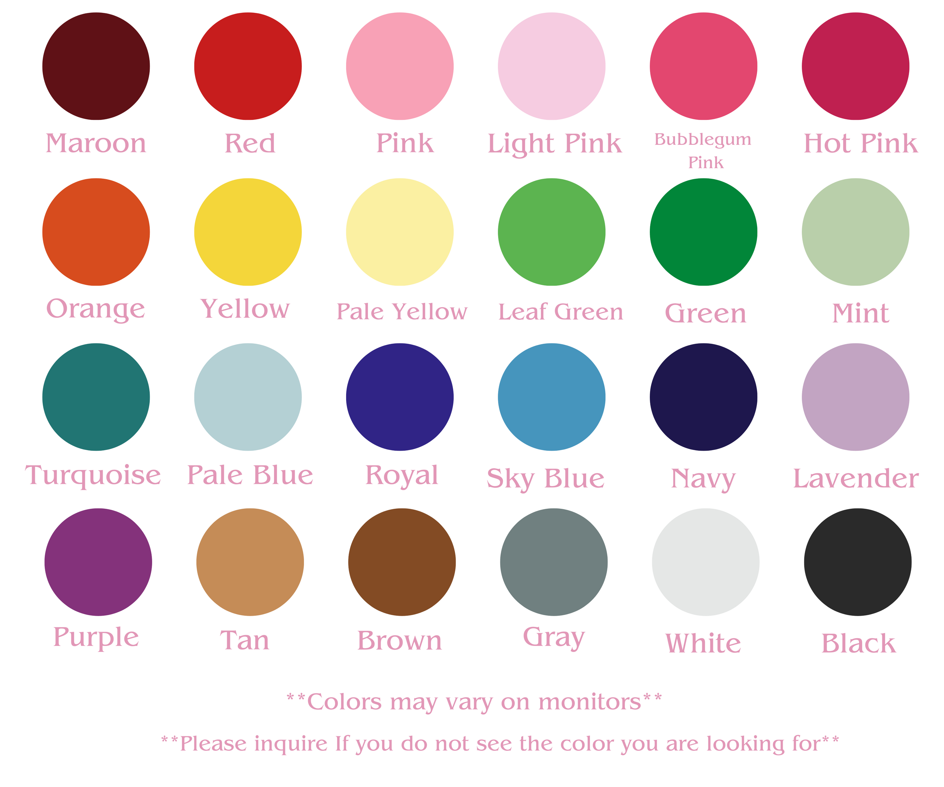 Color Options – Ribbon & Vine Embroidery